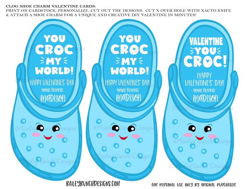 Croc Valentine Printable Classroom Template Editable Card Kid Exchange ...