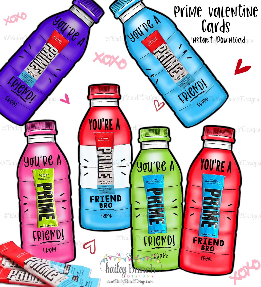 Drink Bottle Valentine, You're a Prime Friend, Hydration Drink Mix ...