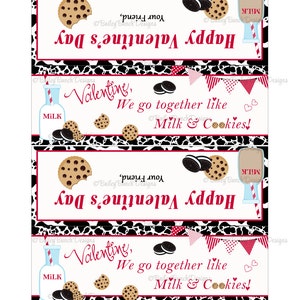 We Go Together Like Milk and Cookies Treat Bag Toppers, Valentine ...