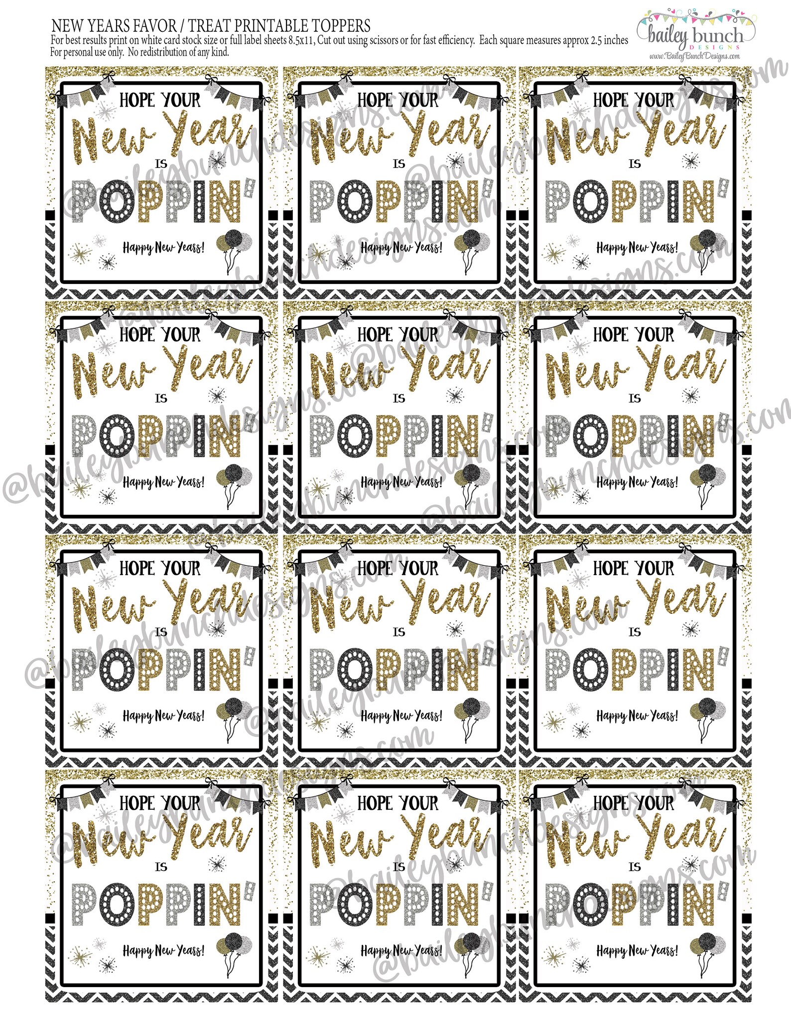 New Years Pop It Champagne Gift Tags New Year Gifts Party - Etsy