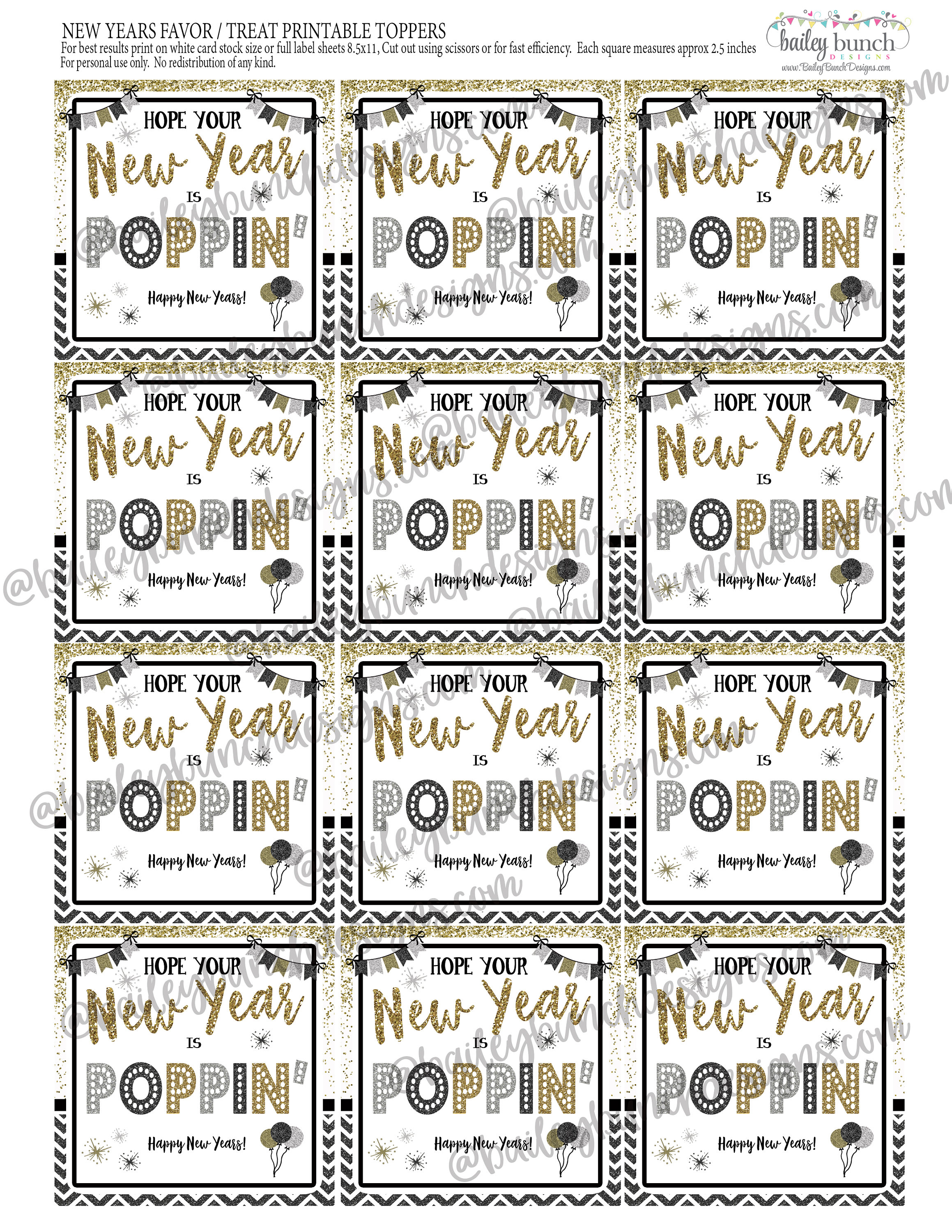 New Years Pop It Champagne Gift Tags New Year Gifts Party - Etsy