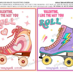 Retro Roller Skate Valentine Printable Cards, Kid's Classroom ...