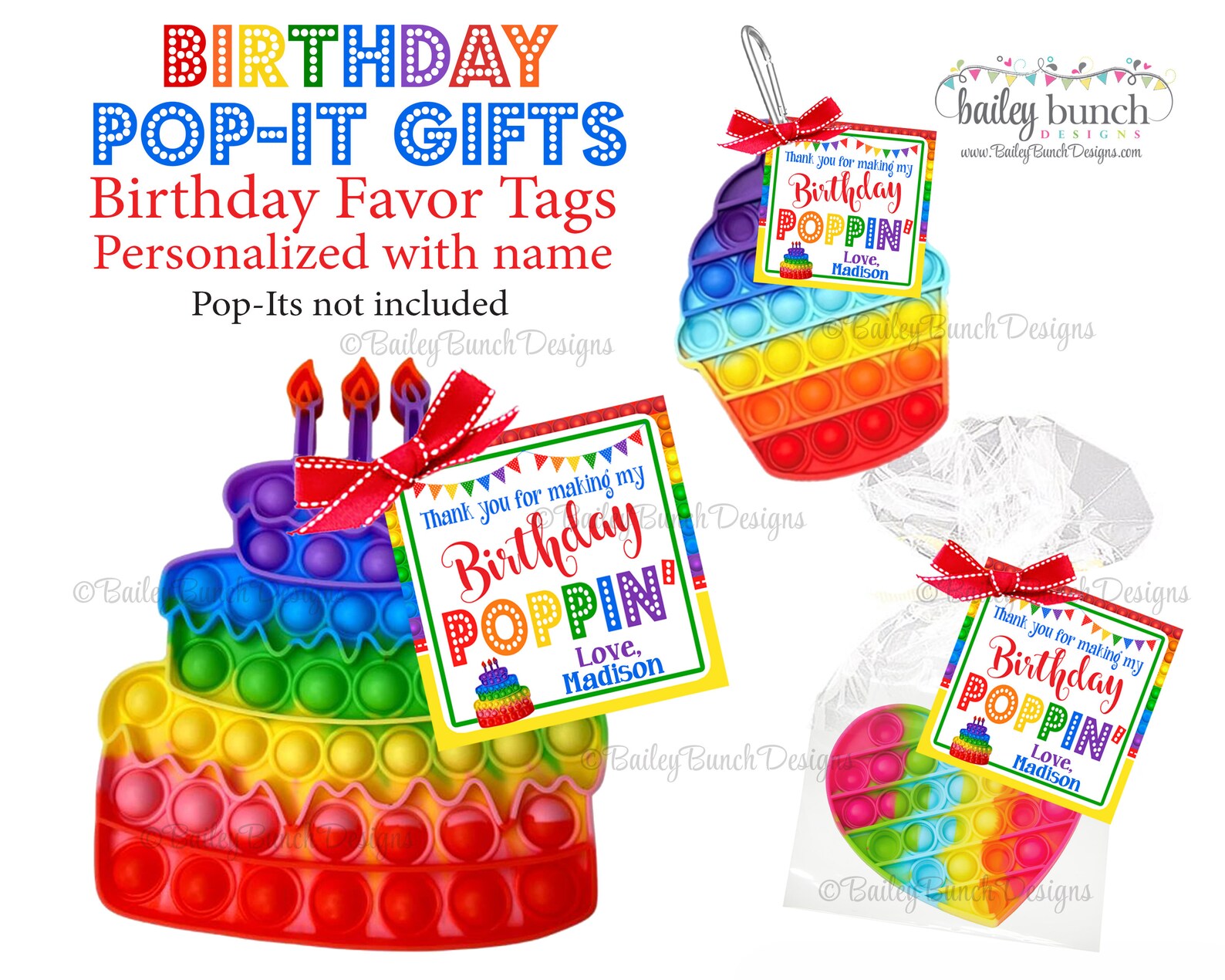 Birthday Pop It Fidget Gift Tags Birthday Party Favor Gifts - Etsy