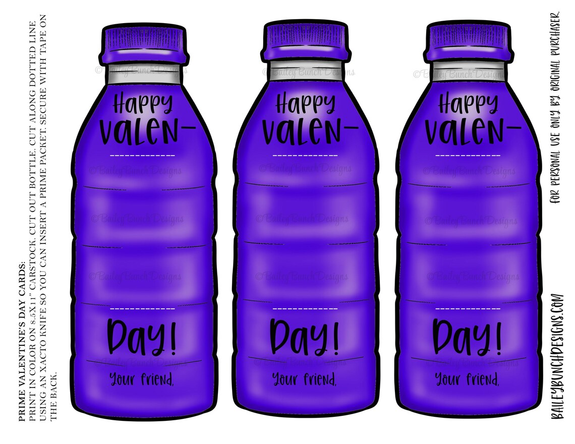 Prime Drink Valentine Classroom Party Printable Template Digital ...