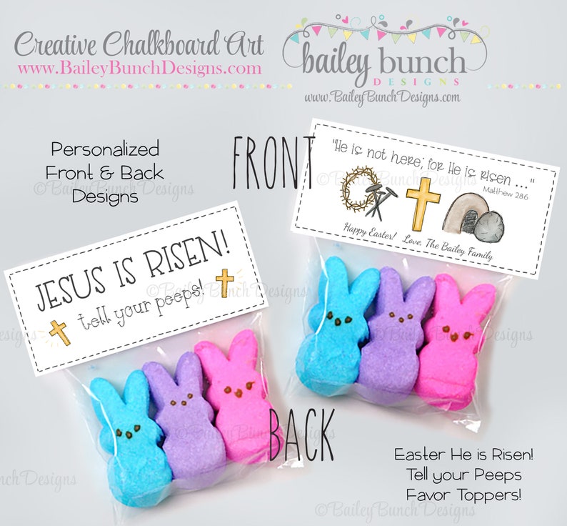 He is Risen Tell Your Peeps - Easter Treat Bag Toppers - Jesus is Risen ...