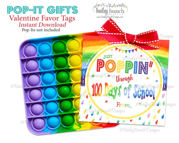Rainbow 100th Day of School Pop It Tags 100th Day of School | Etsy