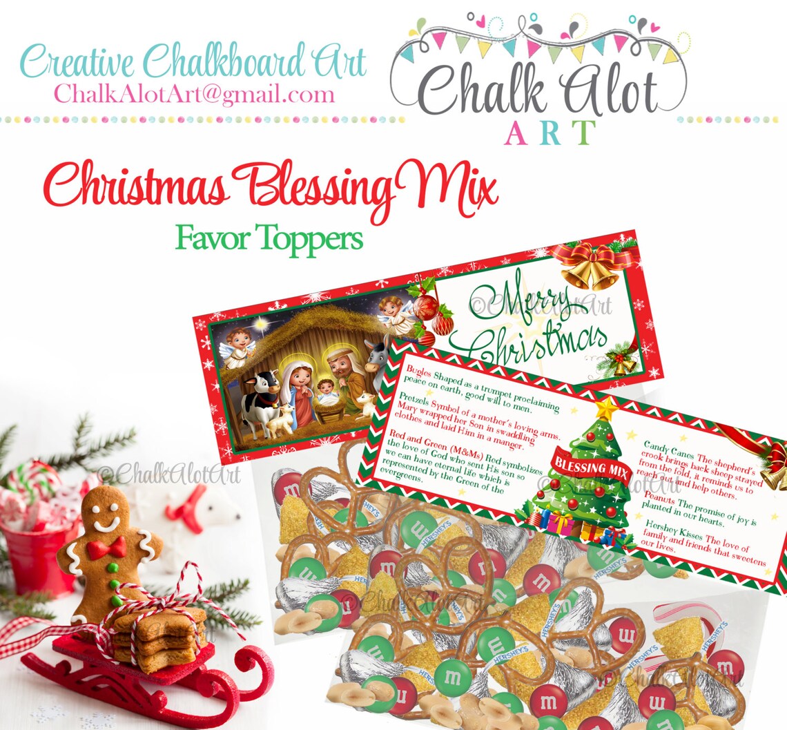 Christmas Blessing Mix Treat Bag Toppers Christmas Favors | Etsy