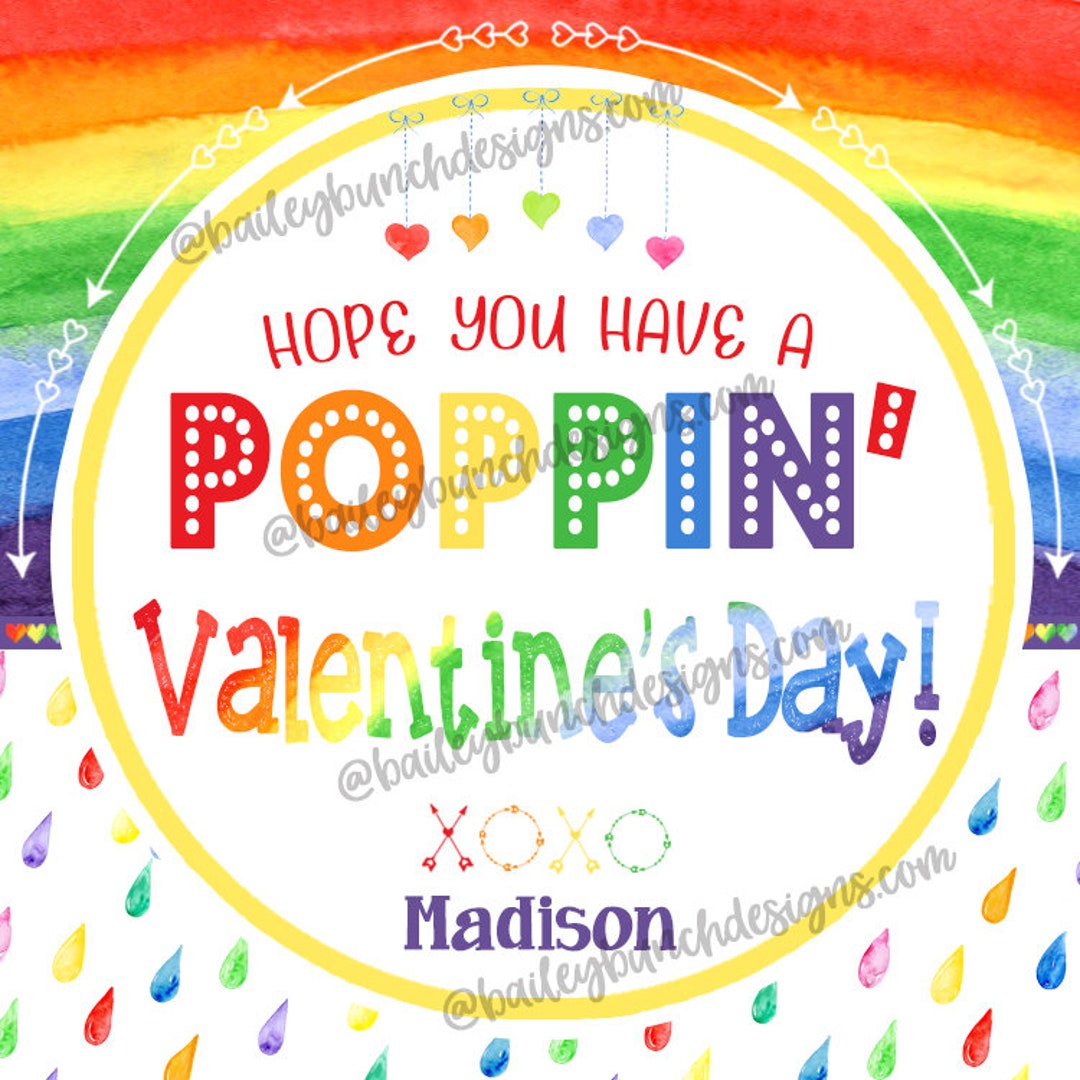 Rainbow Valentine Pop It Gift Tags, Valentines Gifts, Teacher, Pop-its ...