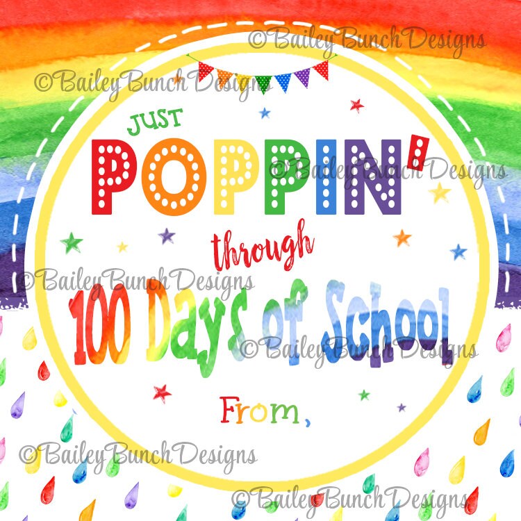 Rainbow 100th Day of School Pop It Tags 100th Day of School - Etsy