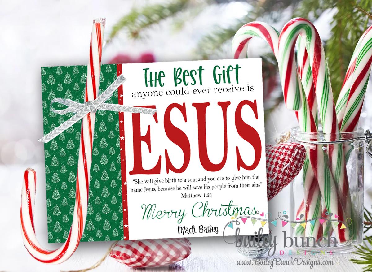 Christmas Jesus Candy Cane Gift Card Printable, Jesus is the Reason for ...