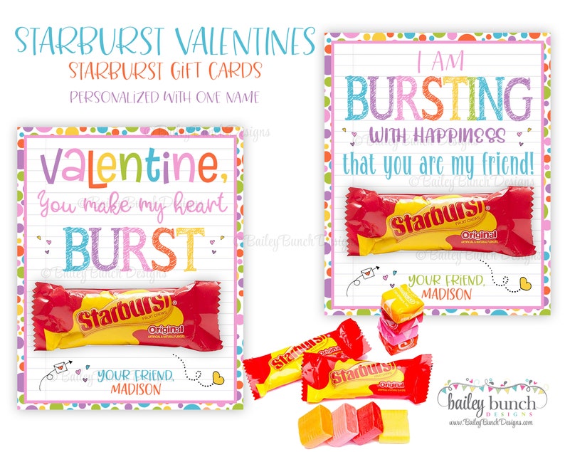 Starburst Valentines, Heart Burst Valentine, 2 Different Designs ...