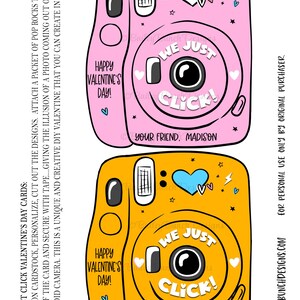 Camera Valentine Template Printable Download Instant Camera Card Design ...