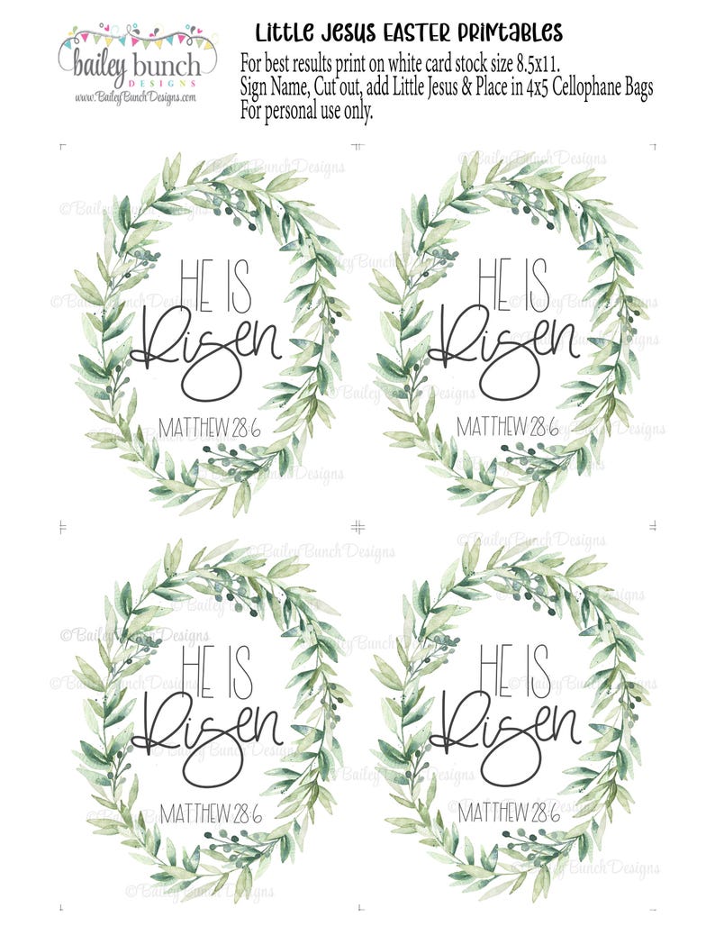 Little Jesus Easter Card Digital Download Bible Verse He is Risen ...