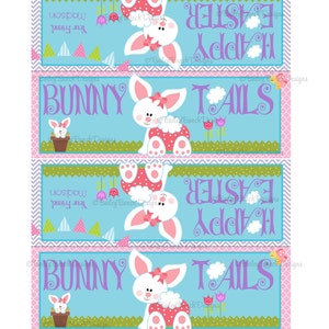 Easter Bunny Tails Treat Bag Toppers, Easter Favors, Easter Treat Tags ...