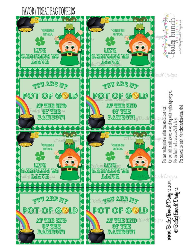 Pot of Gold at the End of the Rainbow St. Patrick's Day Favor Toppers ...