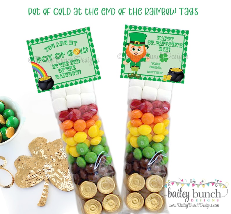 Pot of Gold at the End of the Rainbow St. Patrick's Day Favor Toppers ...