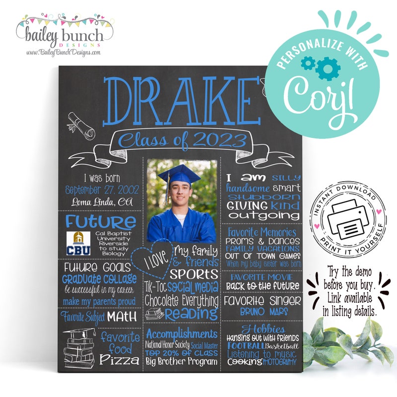 Graduation Chalkboard - Etsy