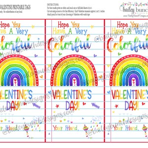 Rainbow Valentines Gift Tags Colorful Valentine's Tags Teacher Pencil ...
