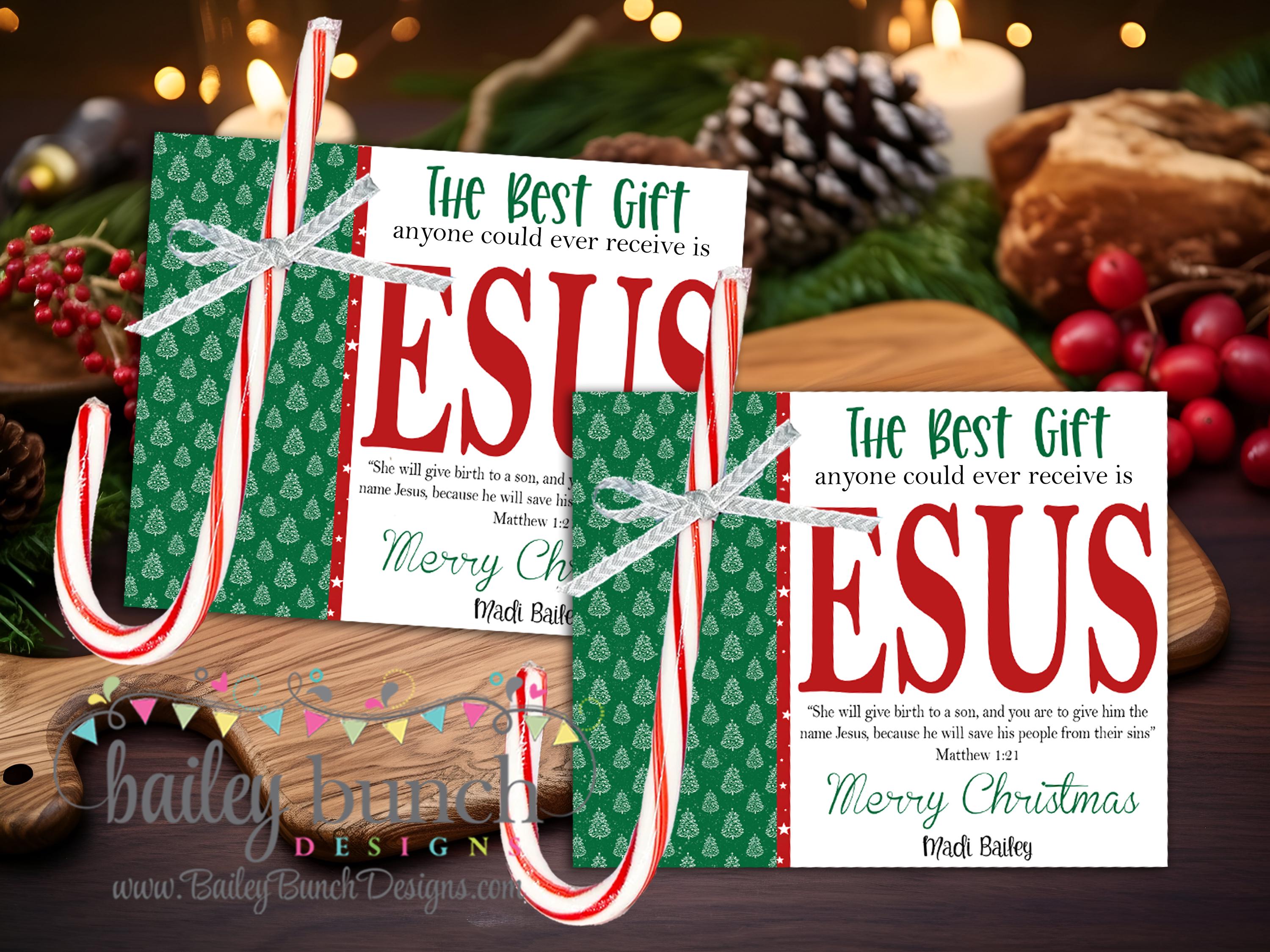 Christmas Jesus Candy Cane Gift Card Printable, Jesus is the Reason for ...