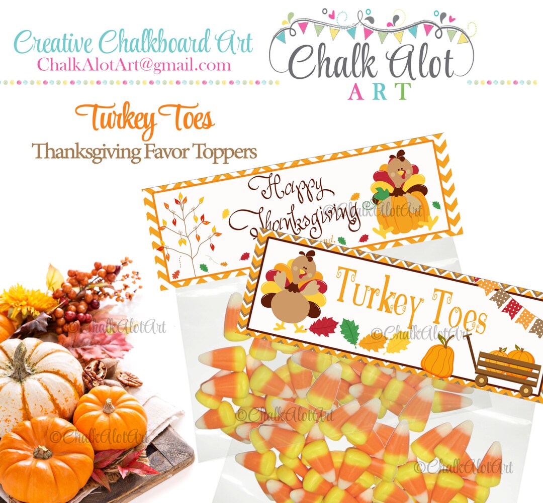 Turkey Toes Favor Toppers, Thanksgiving Favors, Thanksgiving Toppers ...