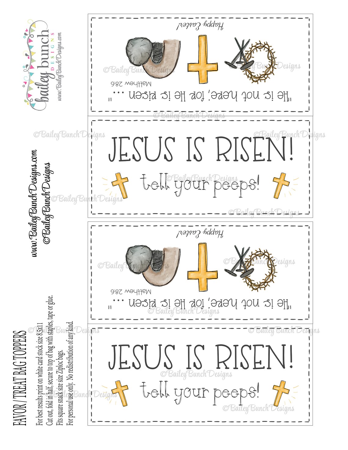 He is Risen Tell Your Peeps Easter Treat Bag Toppers Jesus - Etsy