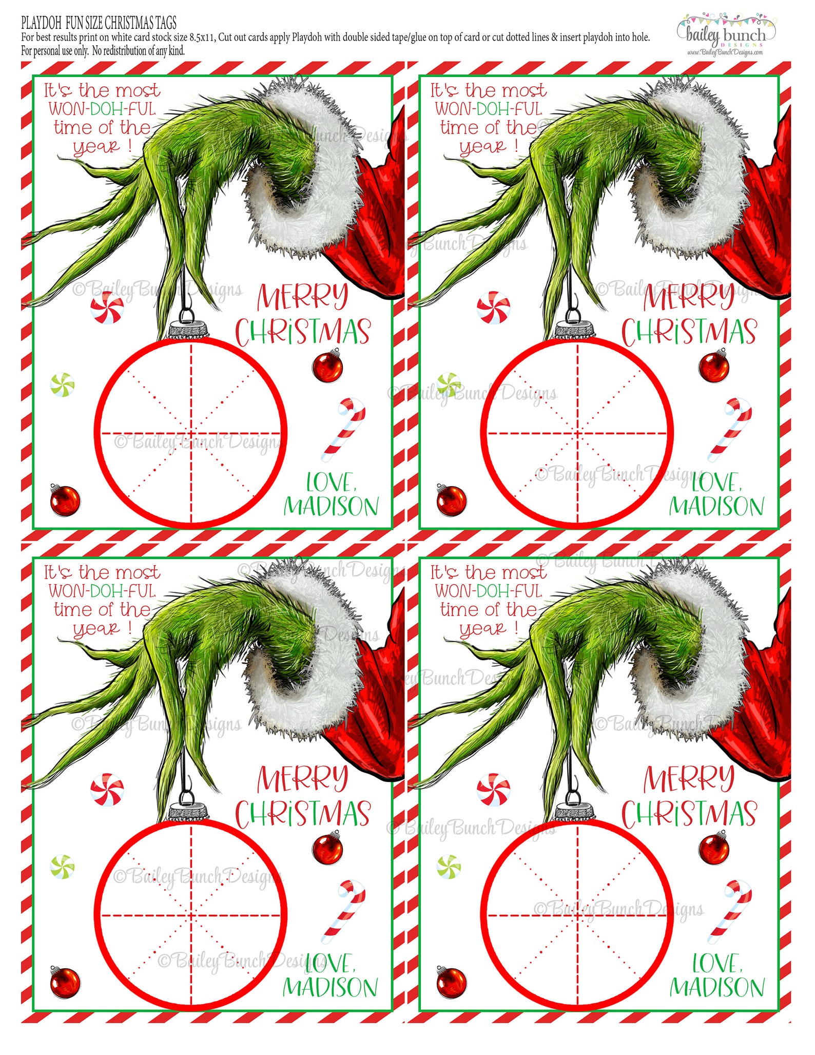 Christmas Playdoh Christmas Cards, Playdoh Favors, Merry Christmas ...