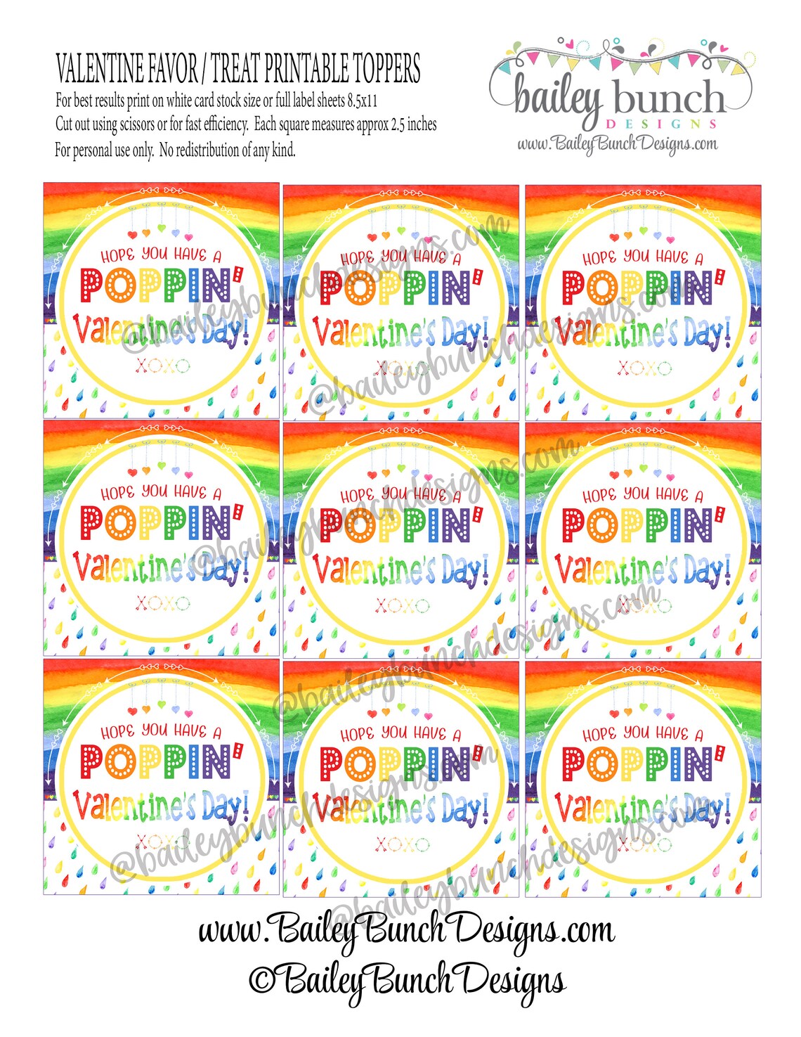 Rainbow Valentine Pop It Valentine Tags Valentine's Day - Etsy