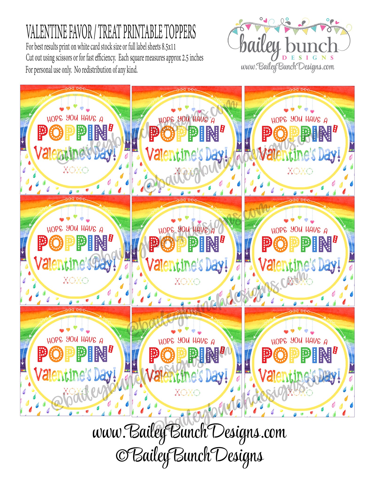 Rainbow Valentine Pop It Valentine Tags Valentine's Day - Etsy