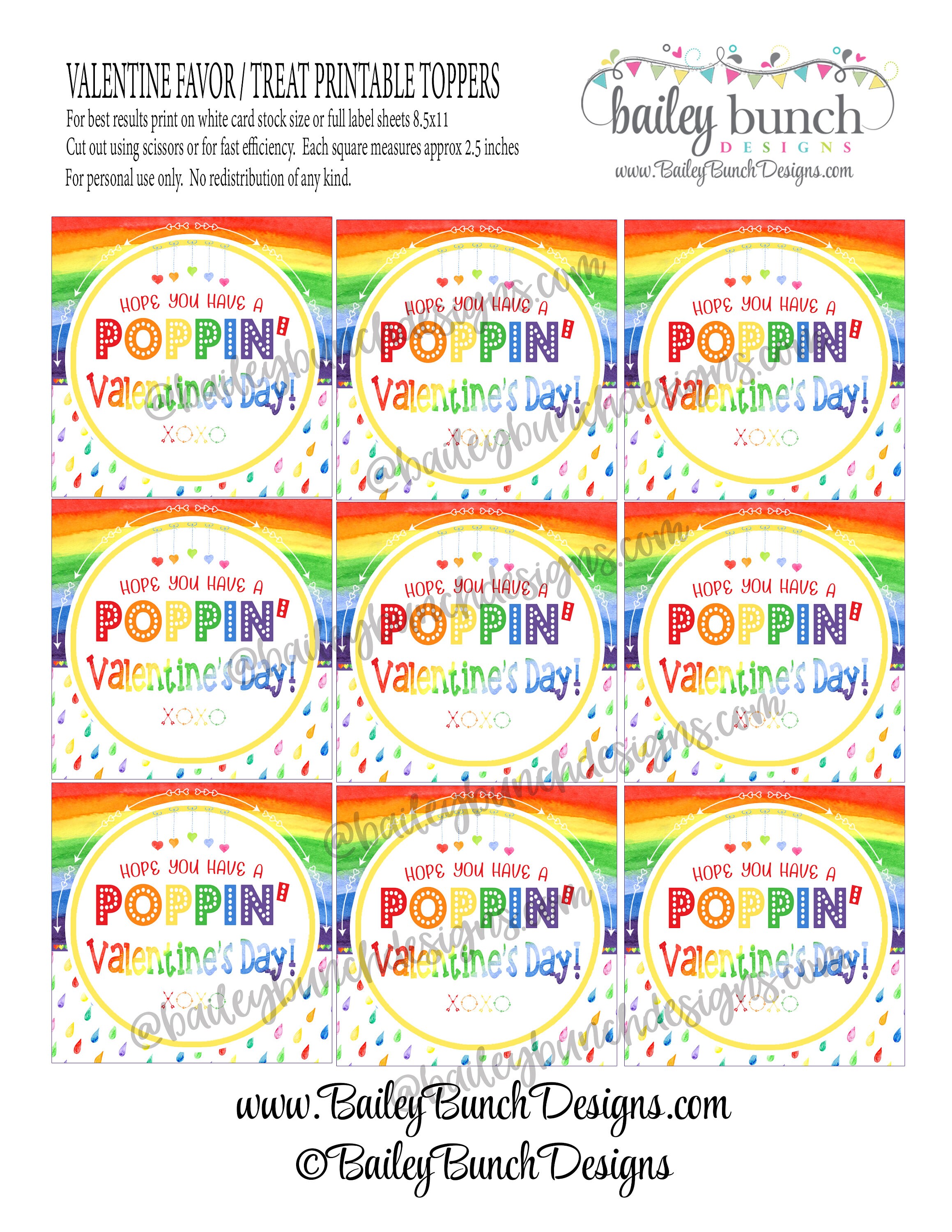 Rainbow Valentine Pop It Valentine Tags, Valentine's Day Tags, Teacher ...