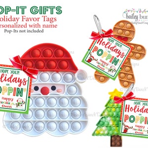 Holiday Pop It Fidget Gift Tags, Holiday Gifts, Teacher Gifts, Pop-it ...