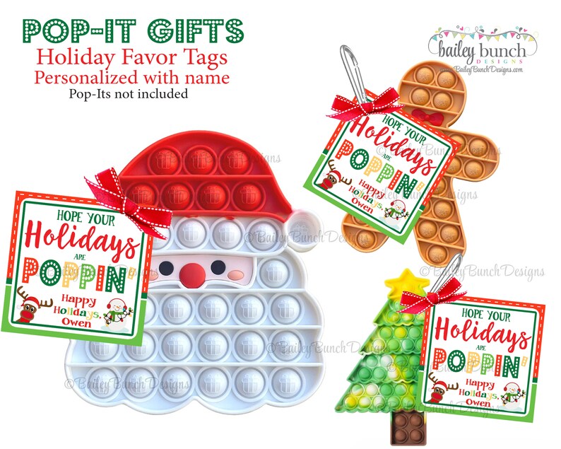 Holiday Pop It Fidget Gift Tags Holiday Gifts Teacher Gifts | Etsy