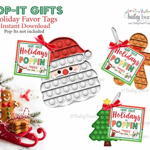 Holiday Pop It Fidget Gift Tags, Holiday Gifts, Teacher Gifts, Pop-it ...