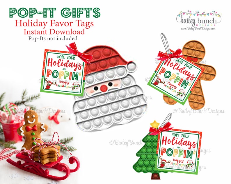 Holiday Pop It Fidget Gift Tags, Holiday Gifts, Teacher Gifts, Pop-it ...