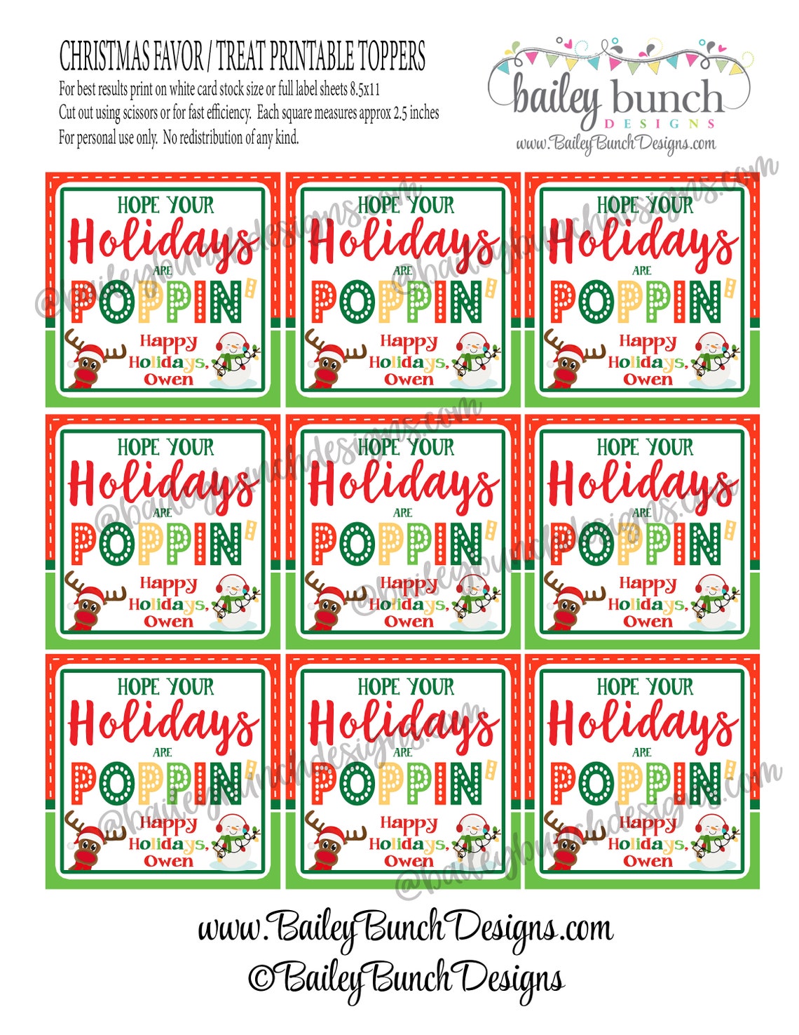 Holiday Pop It Fidget Gift Tags Holiday Gifts Teacher Gifts | Etsy