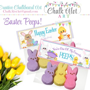 Easter Peeps Treat Bag Toppers, Easter Favors, Easter Treat Tags ...