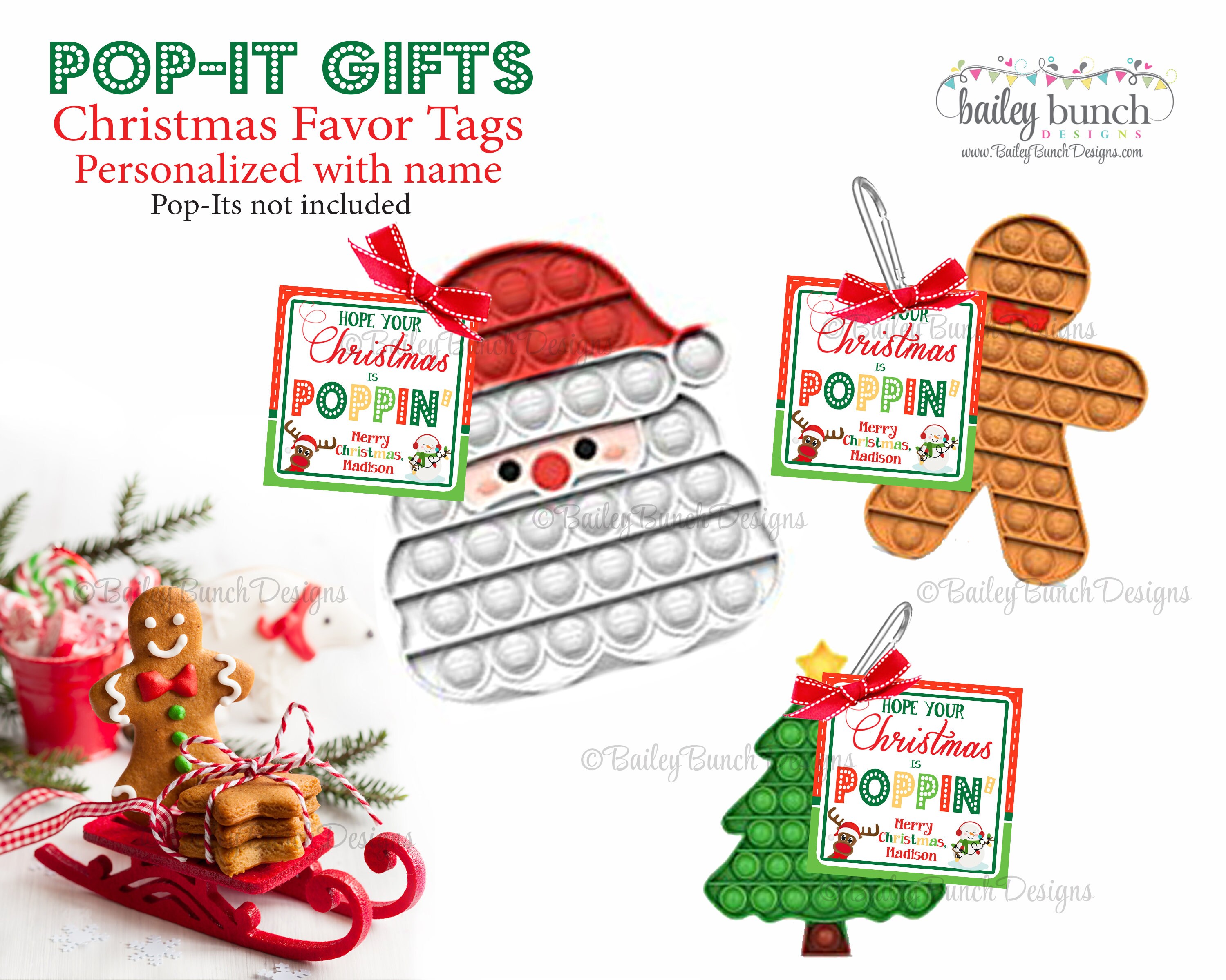 Christmas Pop It Fidget Gift Tags, Christmas Gifts, Teacher Gifts, Pop ...