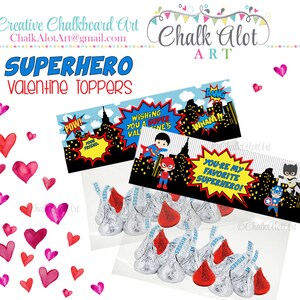 Superhero Valentine Treat Bag Toppers, Valentine Favors, Valentine's ...