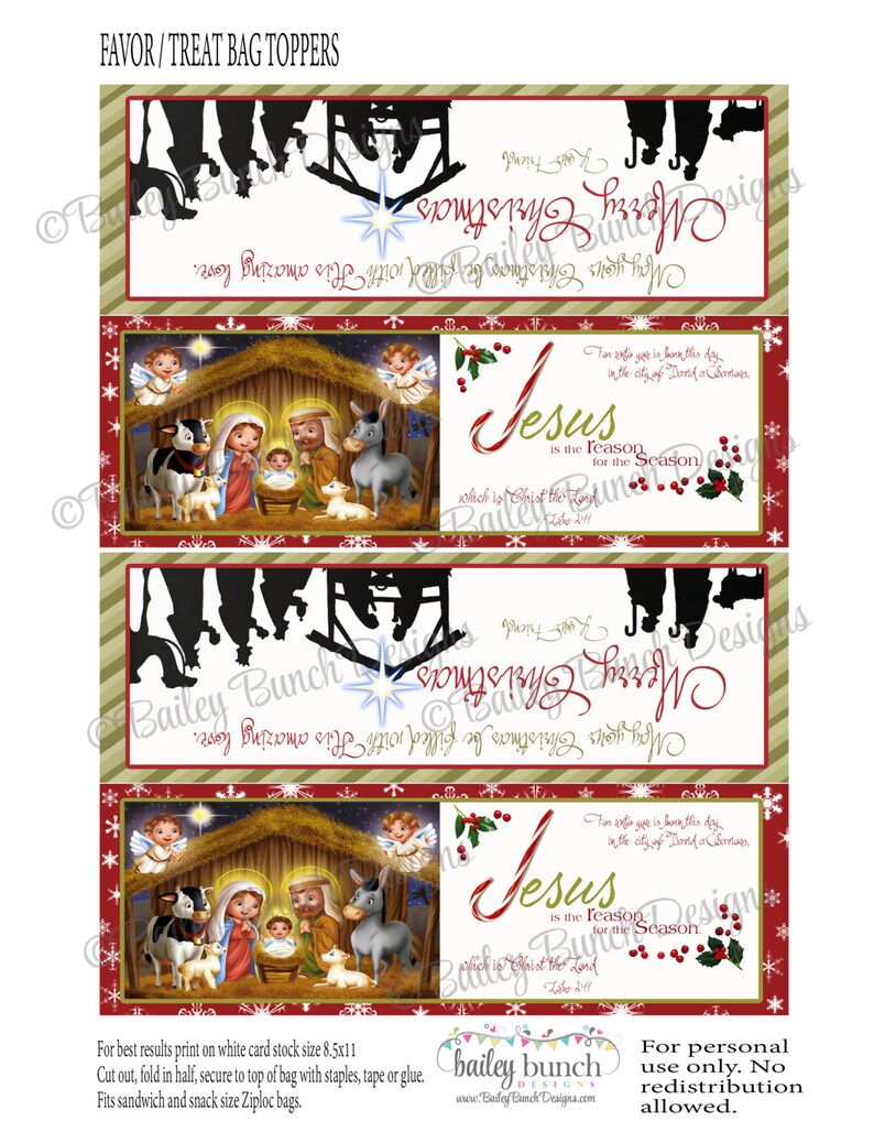 Christmas Nativity Treat Bag Toppers Christmas Favors - Etsy