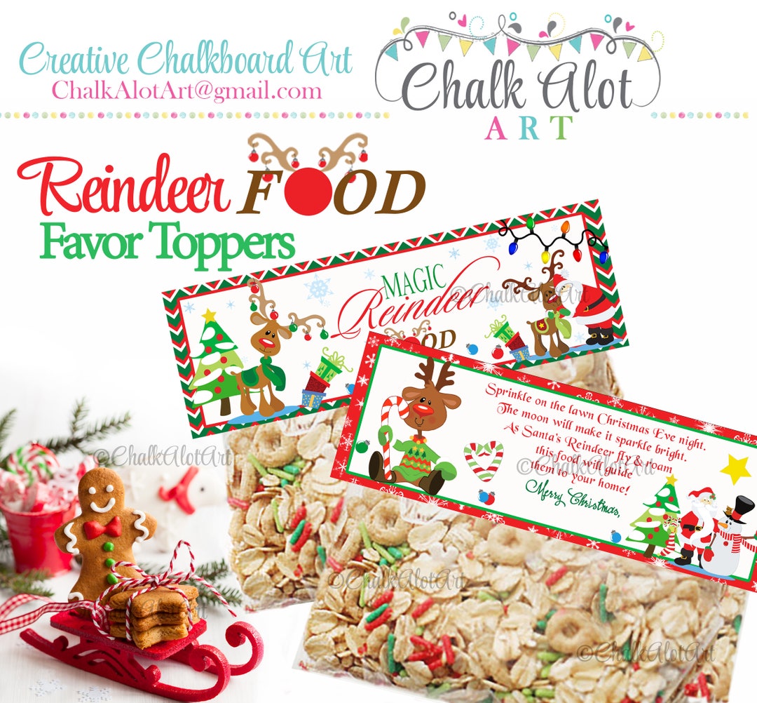 Christmas Reindeer Food Treat Bag Toppers, Christmas Favors - Instant ...