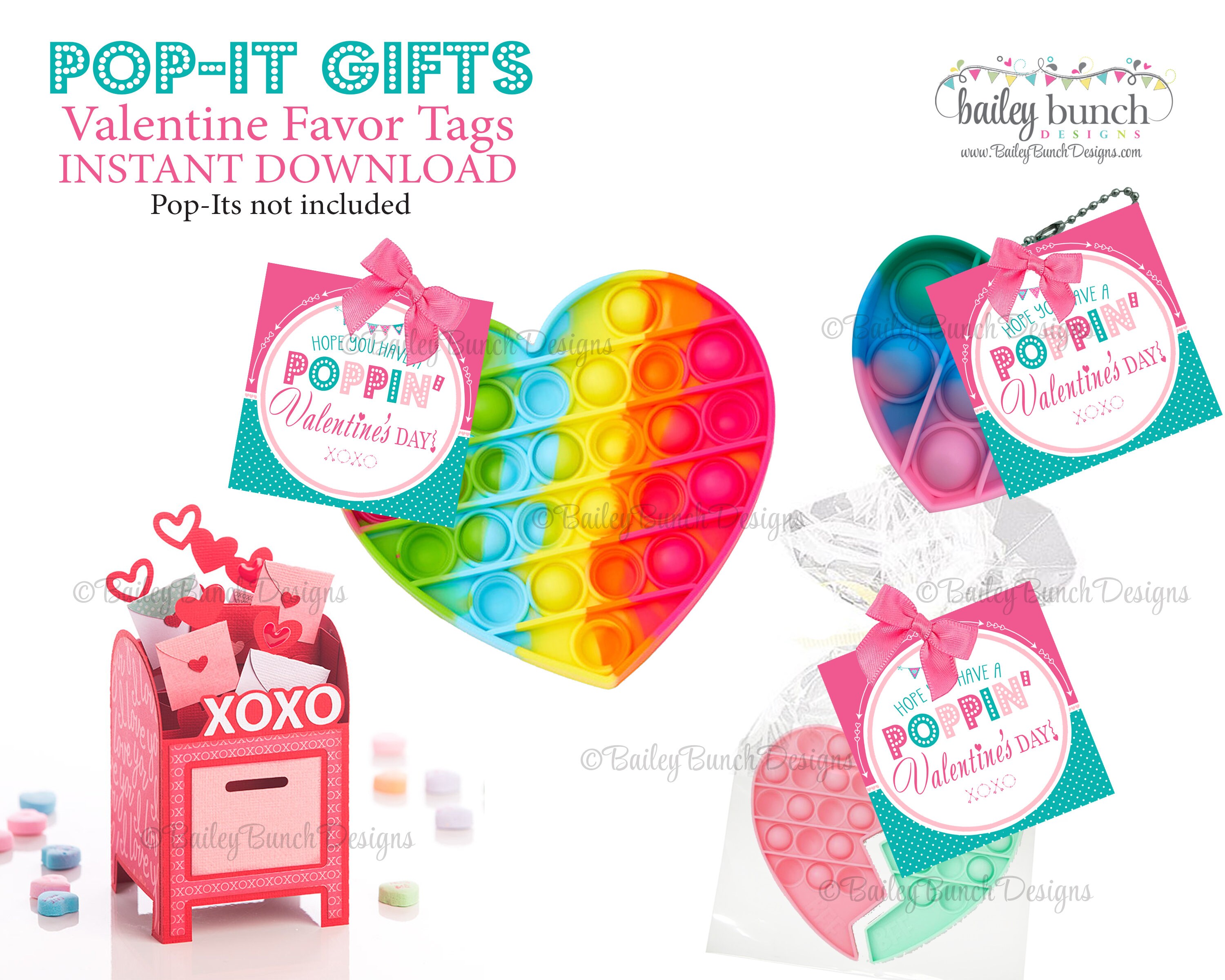 Valentine Pop It Fidget Gift Tags Valentine's Day Gifts Pop It Gift ...