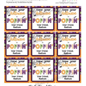 Editable Halloween Pop It Fidget Gift Tags, Trick or Treat Favors, Pop ...