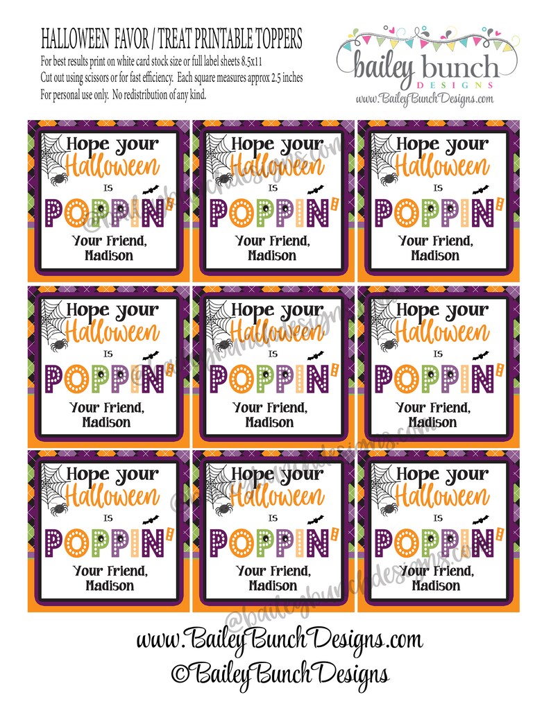 Editable Halloween Pop It Fidget Gift Tags Trick or Treat - Etsy