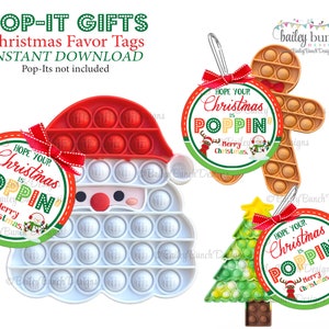 Christmas Pop It Fidget Gift Tags, Christmas Gifts, Teacher Gifts, Pop ...