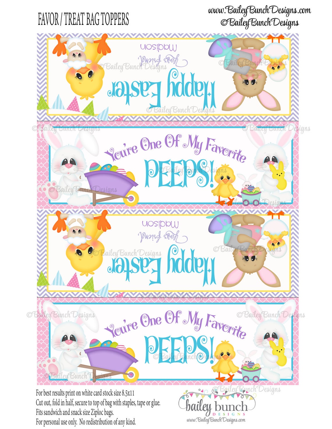 Easter Peeps Treat Bag Toppers Easter Favors Easter Treat - Etsy