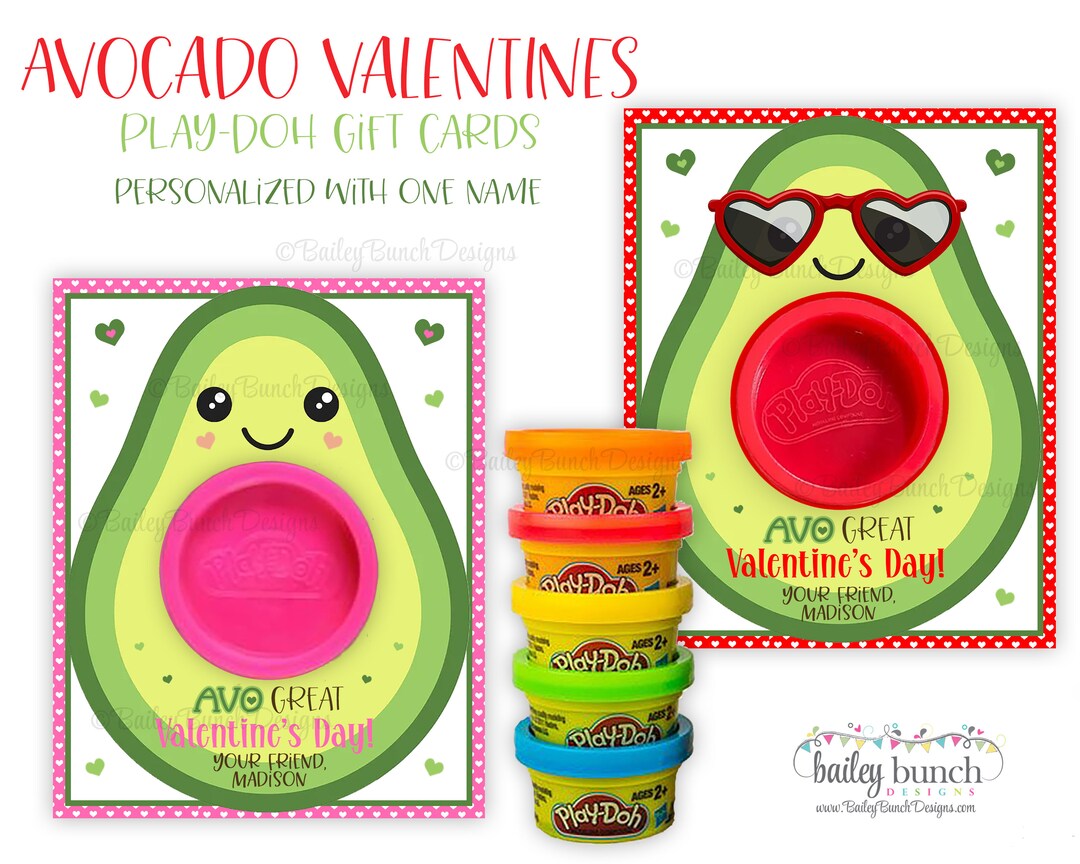 Avocado Playdoh Valentine's, Playdoh Valentine Cards, Avocado ...