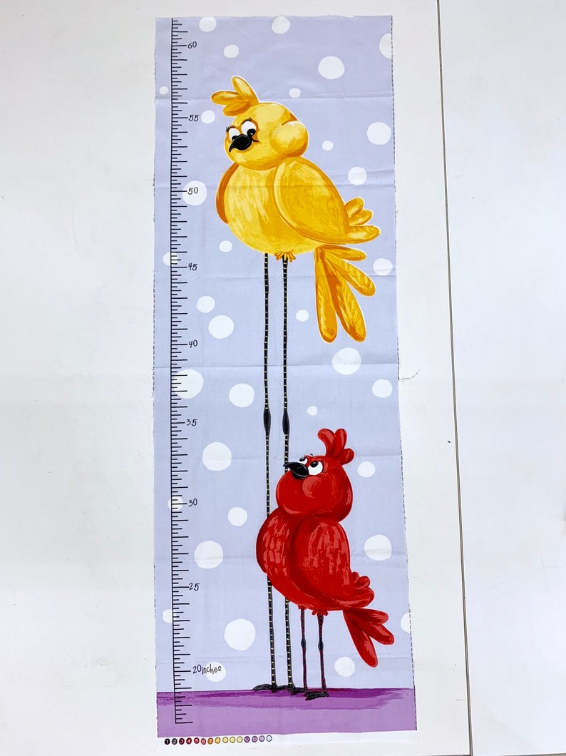 DIY Bird Height Chart Printed Fabric Panel - Etsy