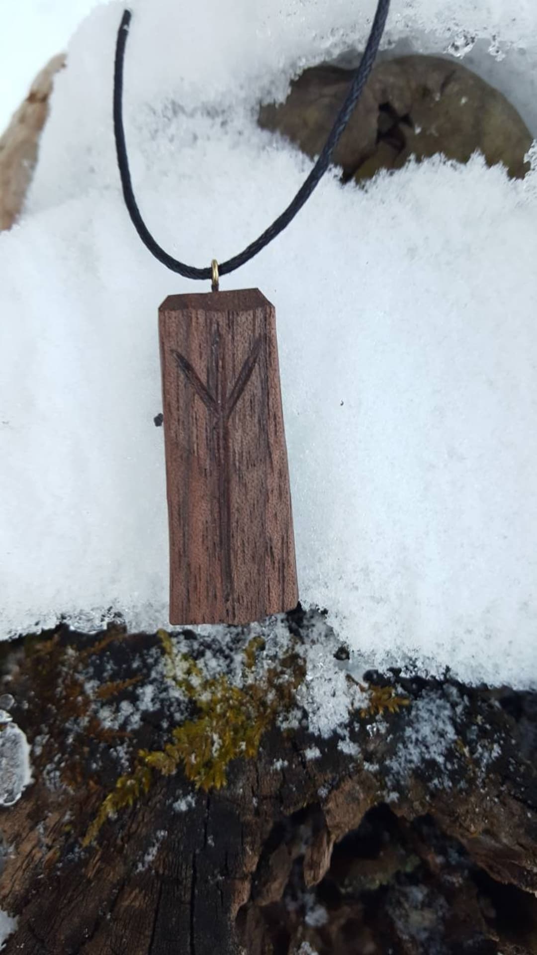 Walnut Algiz Rune Pendant - Etsy