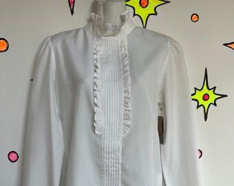80s White Ruffle Top - Etsy