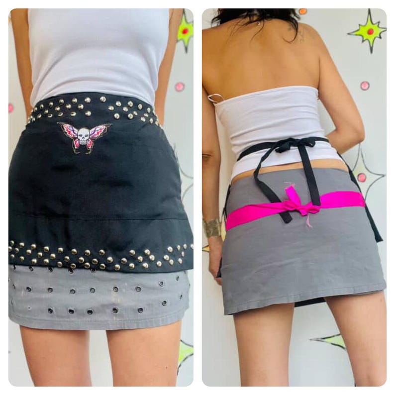 Y2K Goth Studded Tattoo Skull Utility Apron | Punk Emo Whimsy Goth ...