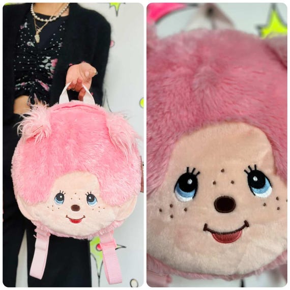 Rare MONCHHICHI Backpack – Pink Kiki Plush Bag by Sek… - Gem